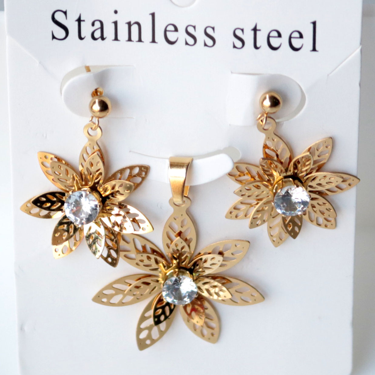 Stainless steel jewelry set Necklace and earrings Wholesale