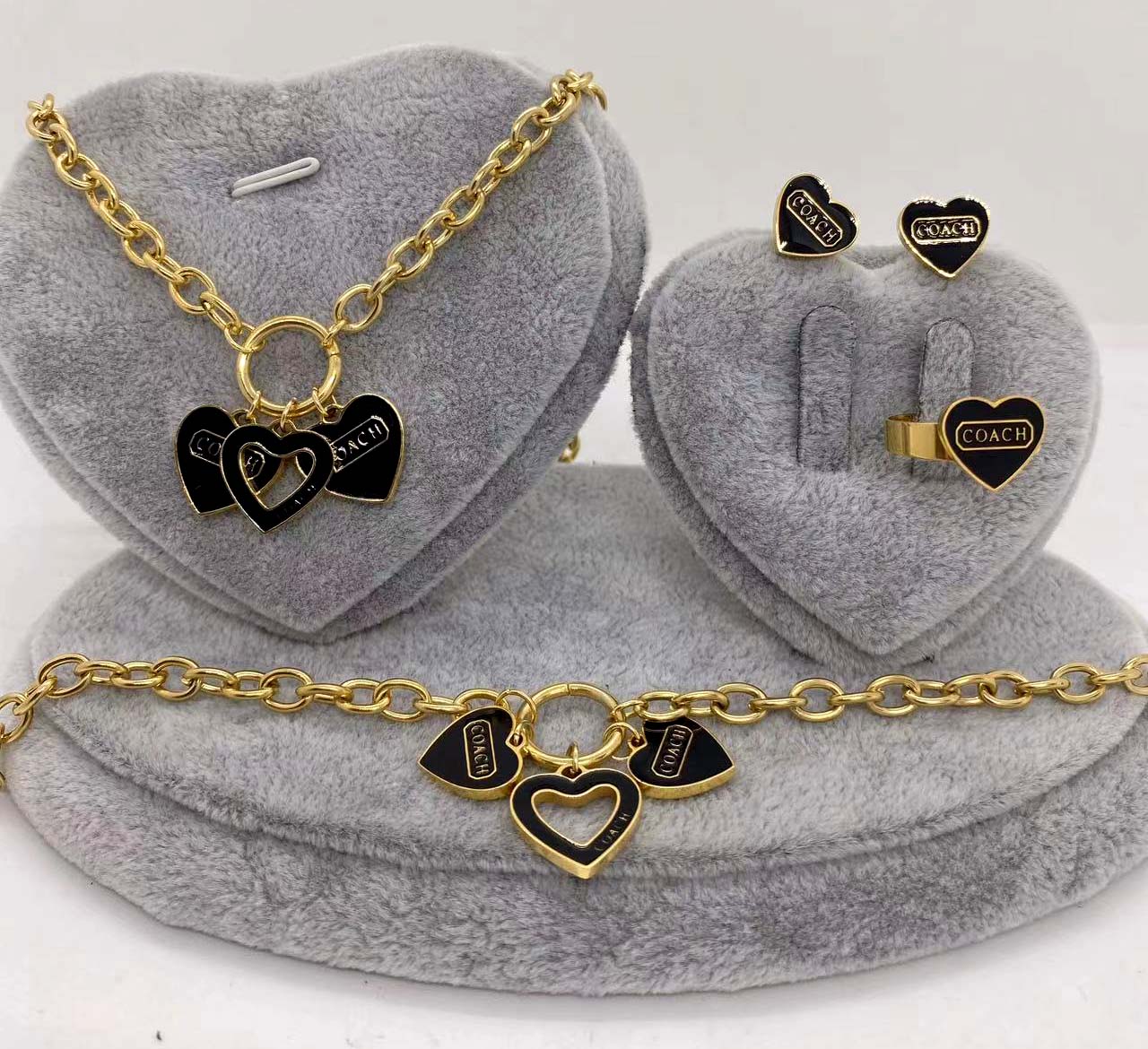 Stainless steel jewelry Necklace Earrings Ring bracelet set Wholesale